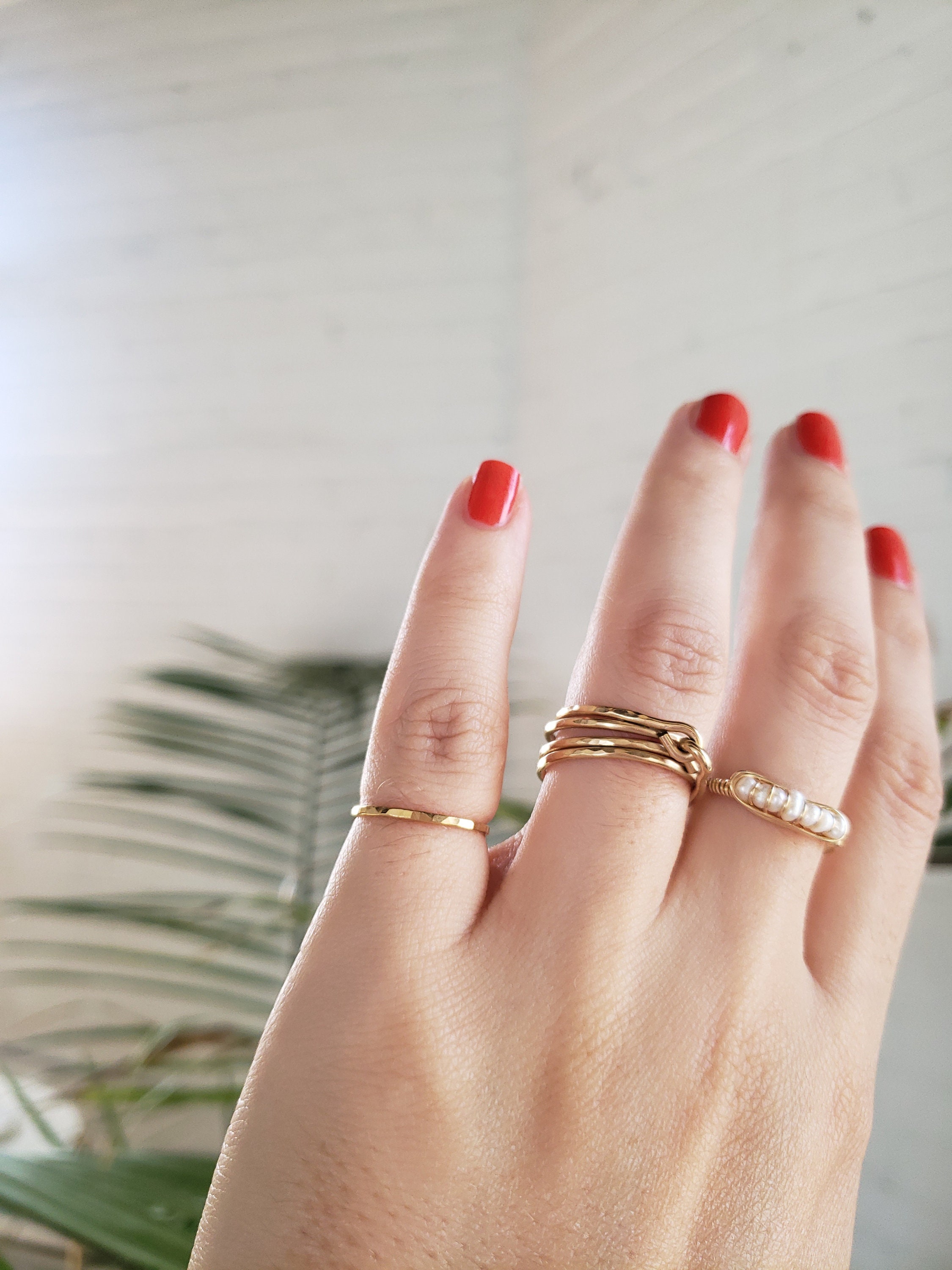 Gold pinky ring rose gold pinky ring dainty gold ring pinky | Etsy