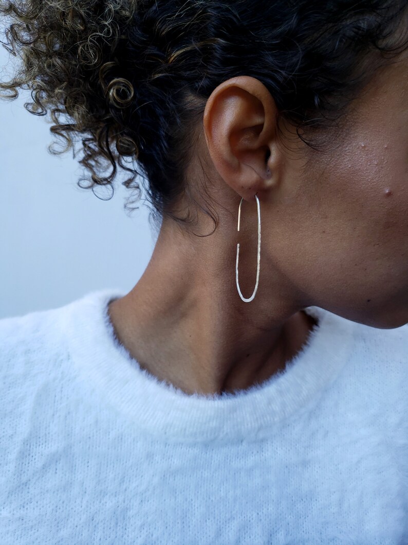 Oblong gold threaders simple oval gold threaders organic | Etsy