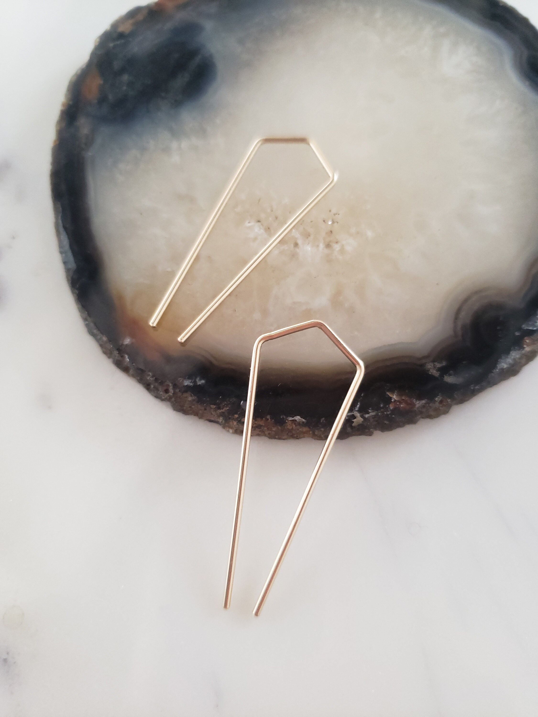 Modern gold threader earrings simple geometric earrings | Etsy