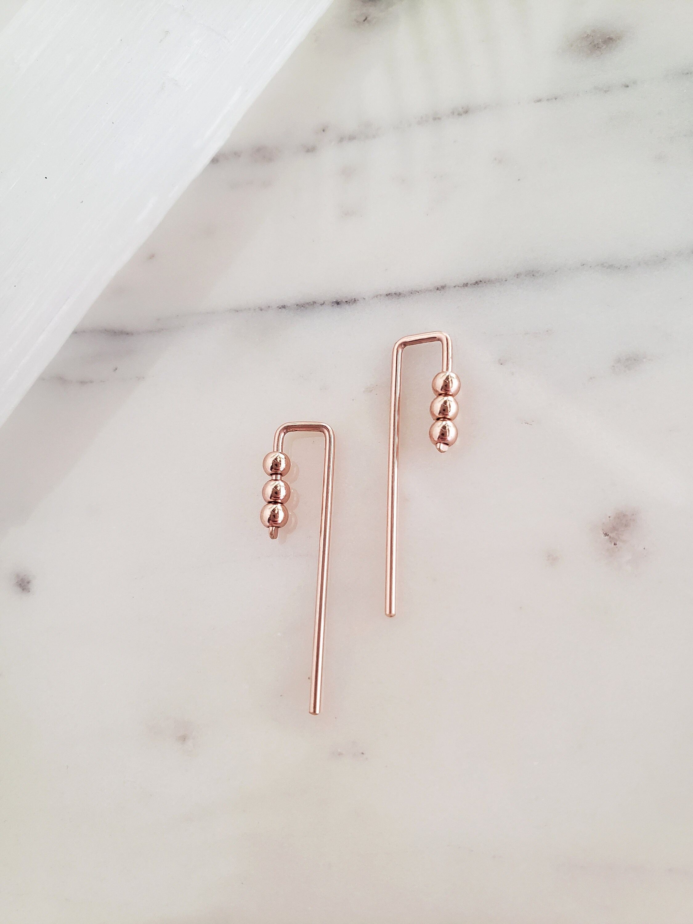 Geometric Rose Gold Earrings, Minimalist Earrings, Modern Earrings ...