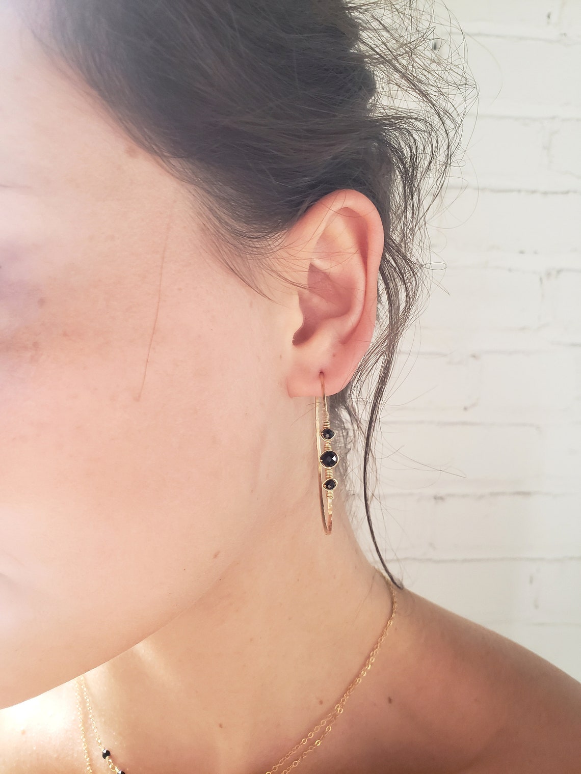 Black earrings big black earrings black spinel earrings | Etsy