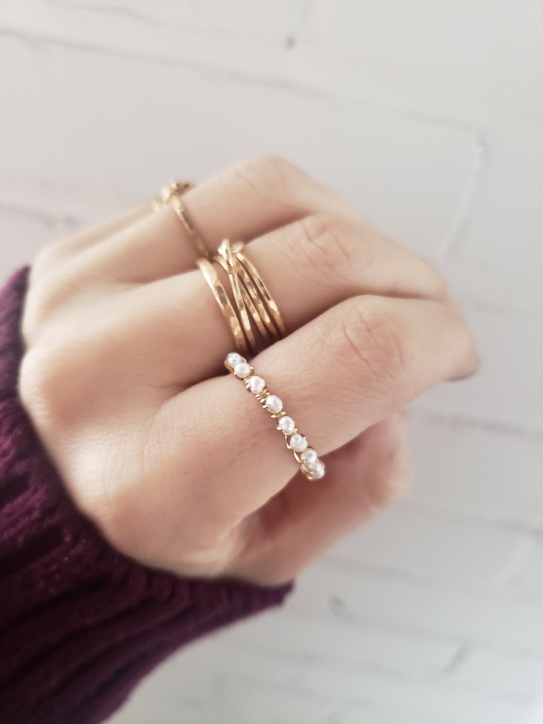 Genuine Pearl Ring, Real Pearl Ring, Pearl Stacking Ring, Pearl Ring ...