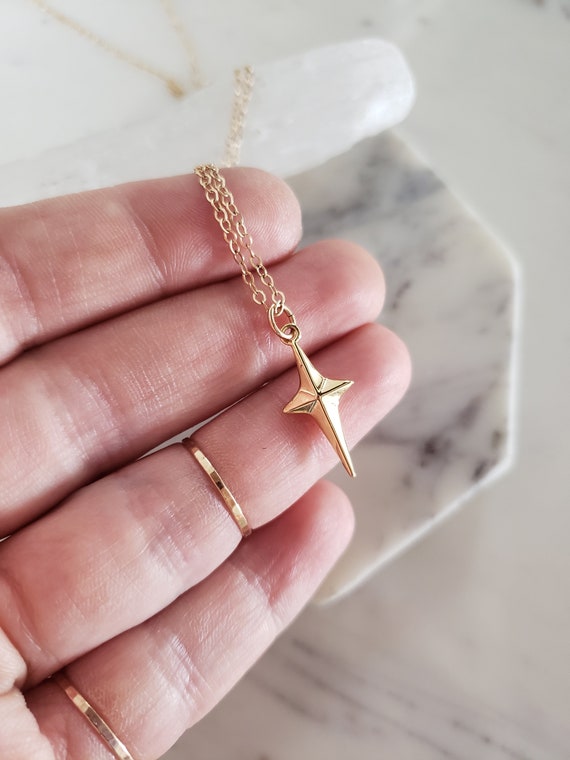 North Star necklace Polaris necklace Gold star necklace starburst necklace dainty star necklace gold large star necklace gold filled Etsy
