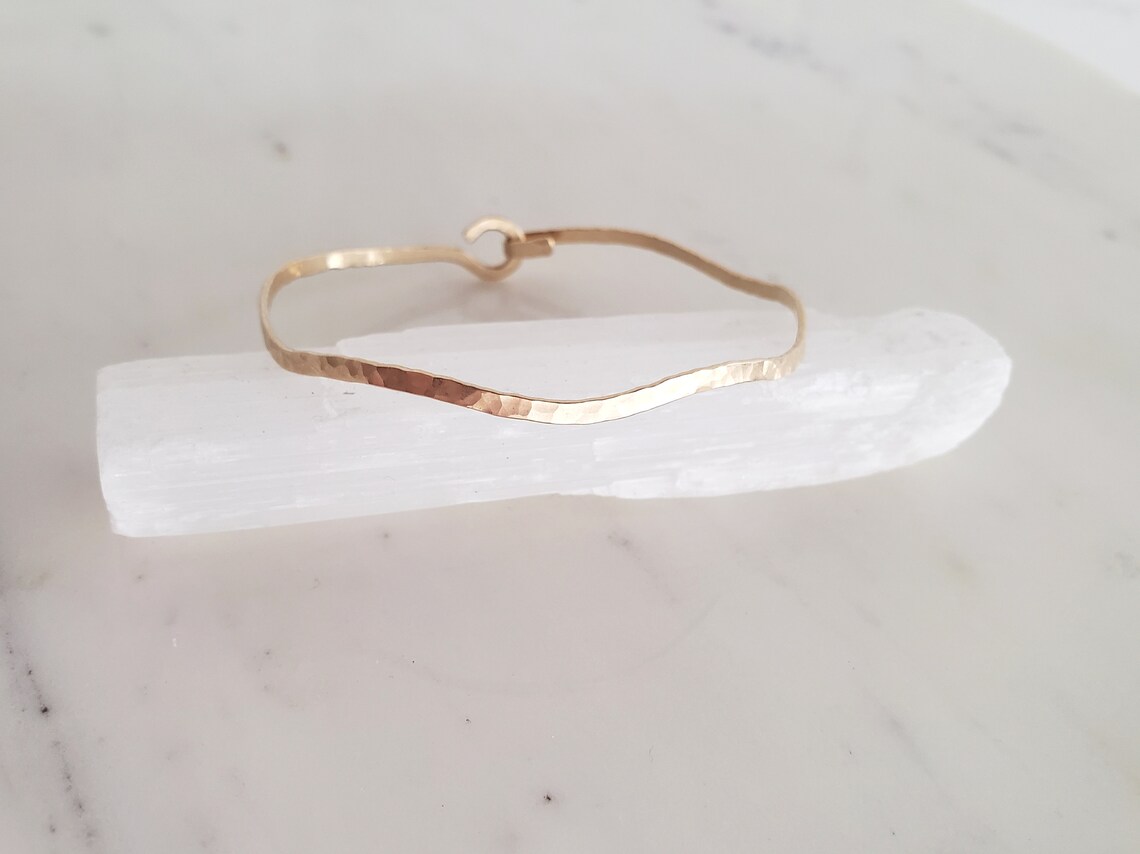 Rolled Gold Bangle Gold Bangle Simple Gold Bracelet Wavy | Etsy