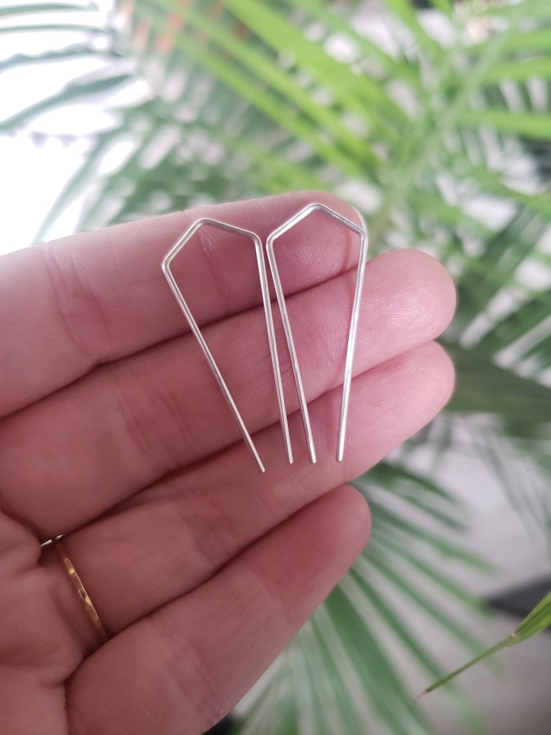 Modern gold threader earrings simple geometric earrings | Etsy