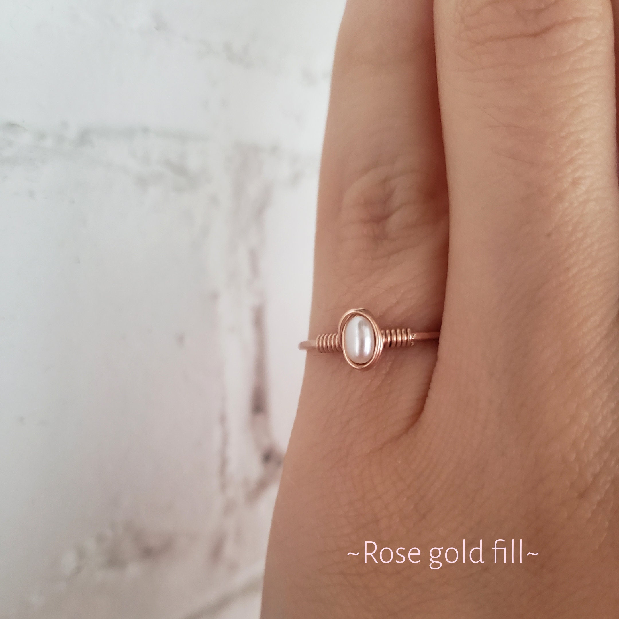 Freshwater Pearl Ring Gold Filled Dainty Ring Simple Pearl - Etsy UK