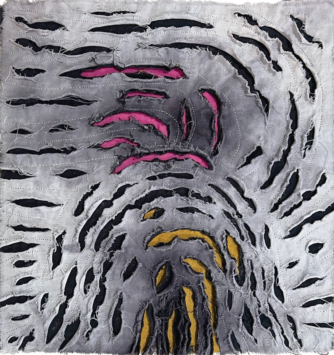 ORIGINAL volcano Textile Art, Fabric Dye Art, Abstract Art, Wall ...