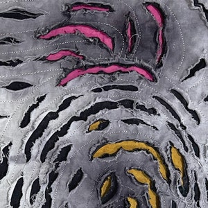 ORIGINAL "volcano" Textile Art, Fabric Dye Art, Abstract Art, Wall ...