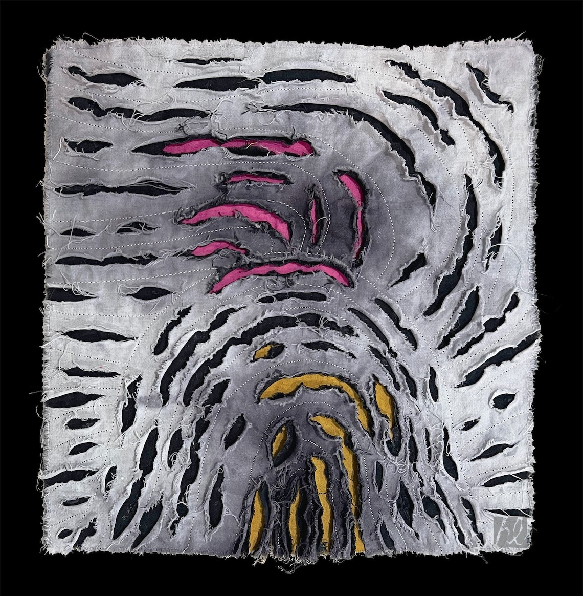 ORIGINAL volcano Textile Art, Fabric Dye Art, Abstract Art, Wall ...