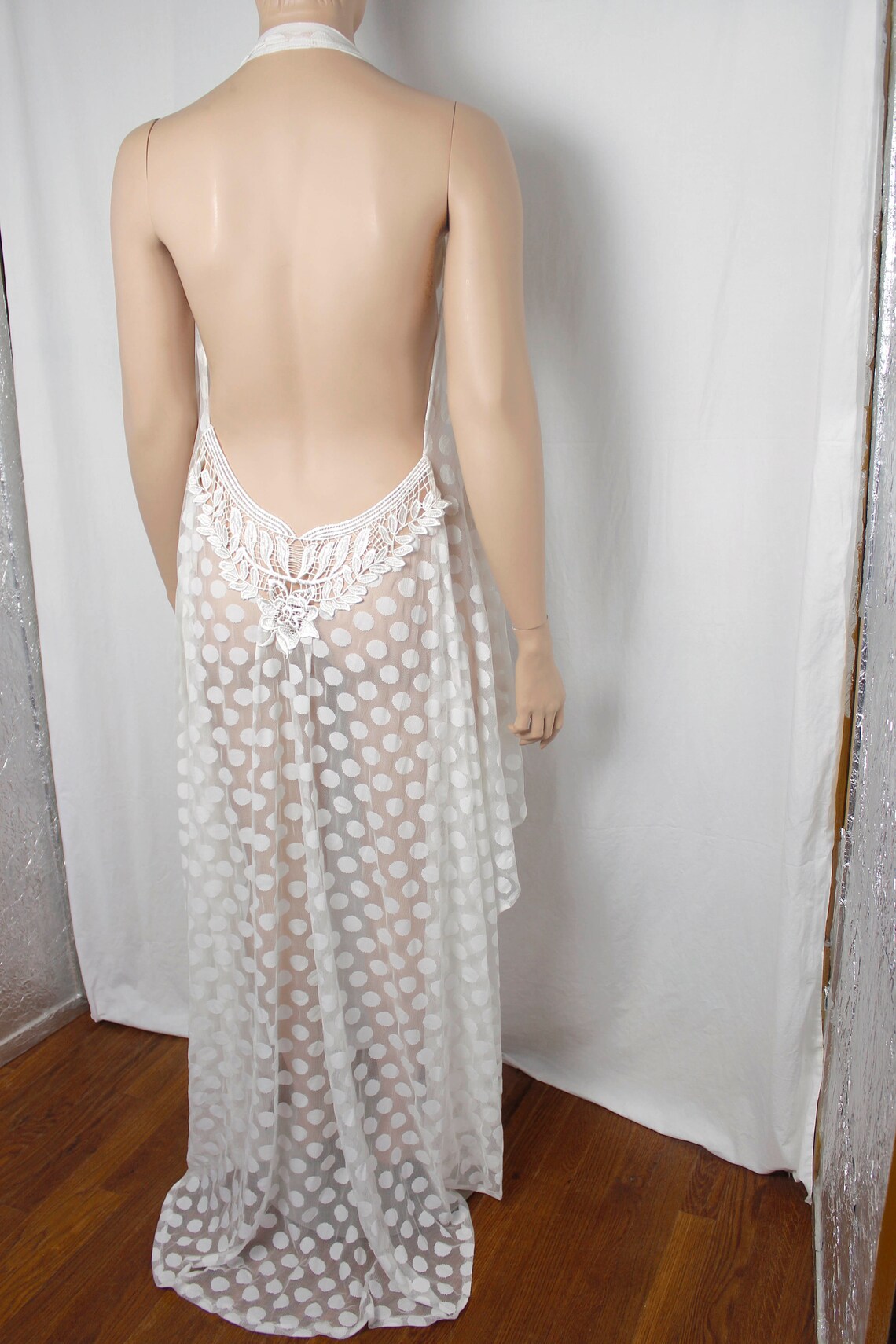 Polka Dot Mesh Robe See Through Robe Dressing Gown Sheer | Etsy