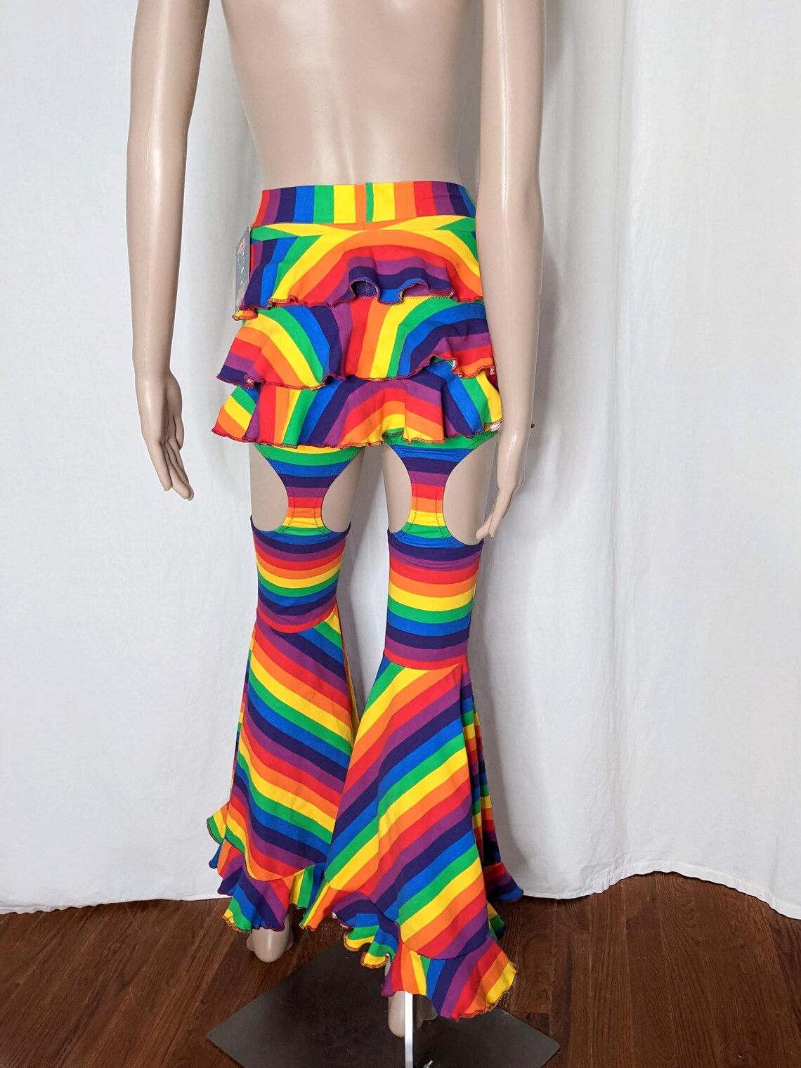 Bell Bottom Flare Leggings Ruffle Butt Pants Garter Leggings Adult ...