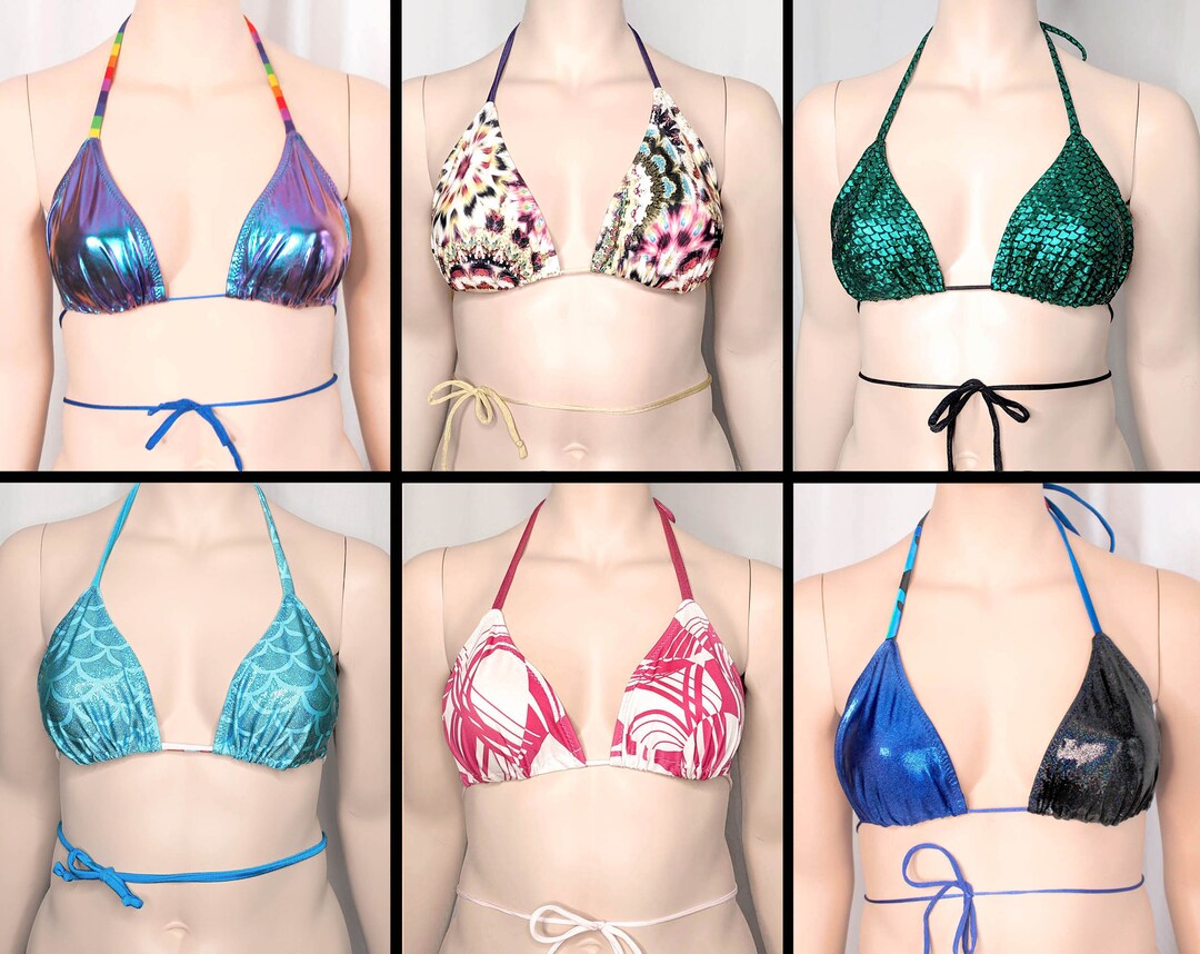 Bitty Triangle Bikini Top Festival Halter Top Oil Slick Bikini Top Stripper Tops Mermaid Bikini ...