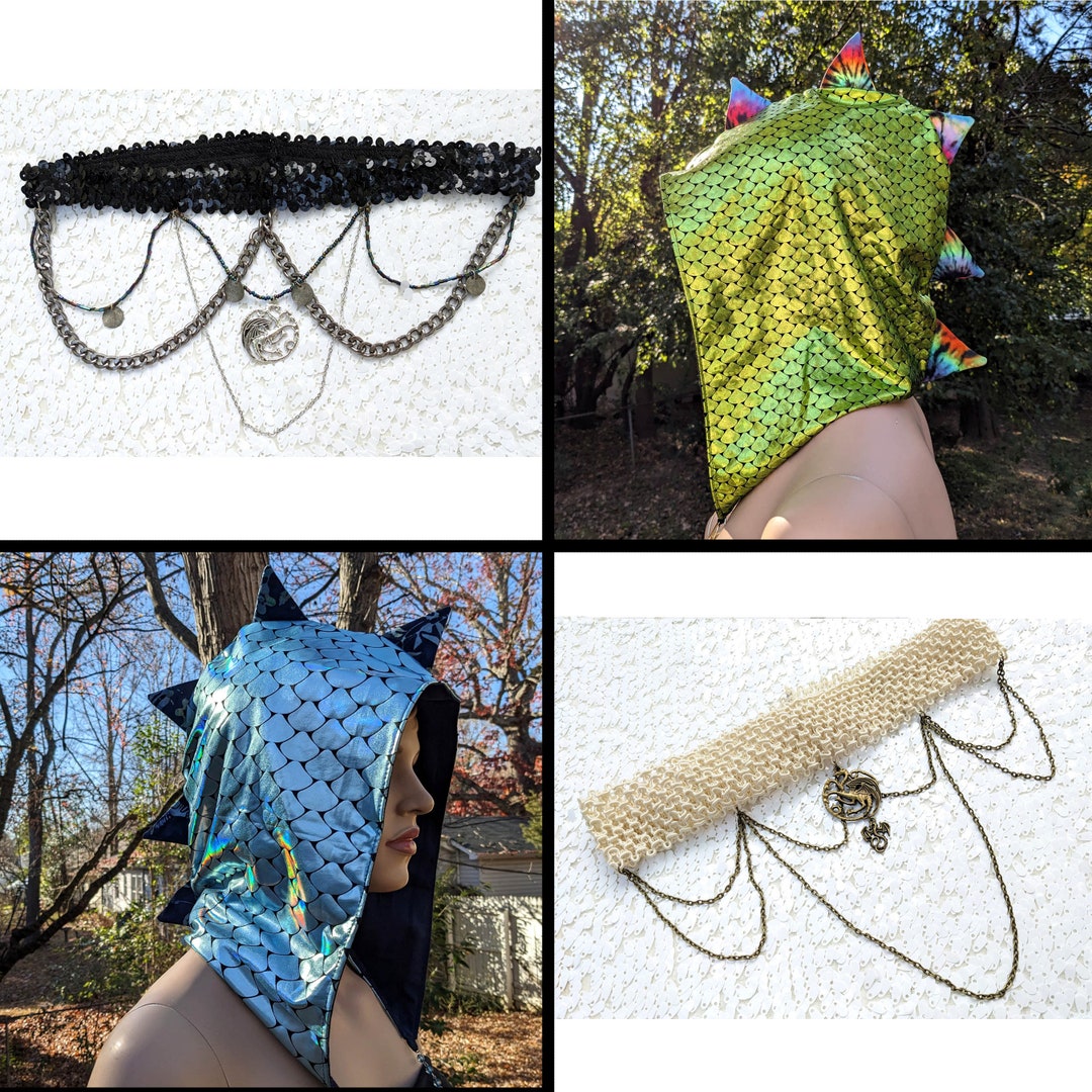 Dragonscale Hood Set Dragon Festival Hood Fingerless Gloves Mermaid ...