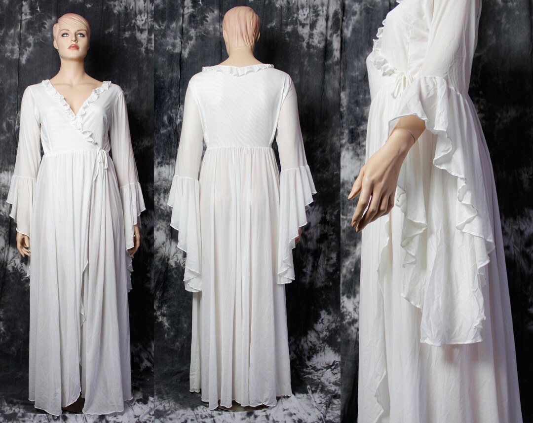 Antique White Robe With Dramatic Sleeves See Through Dressing Gown ...