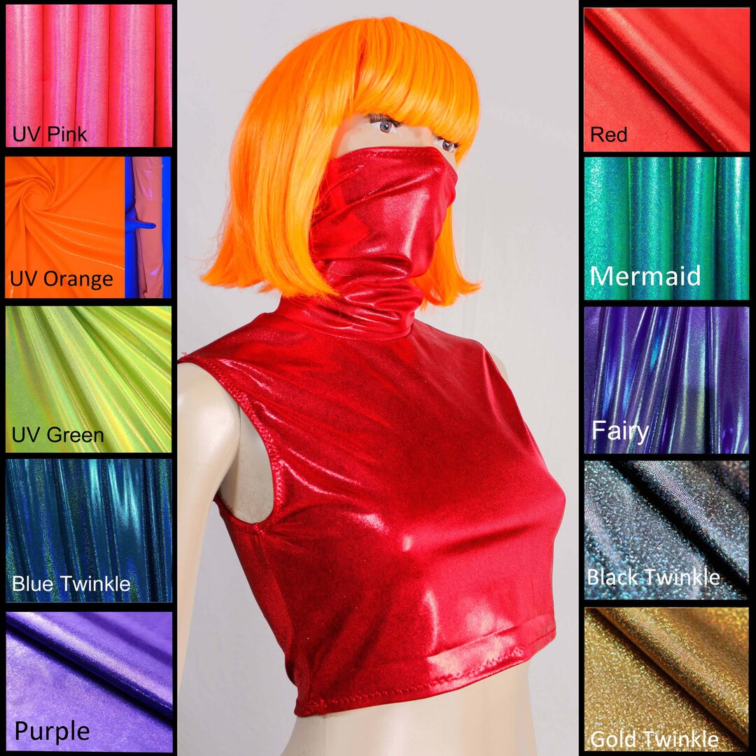 Turtleneck Crop Top Shiny Crop Top Ninja Crop Top Festival Top Assassin ...