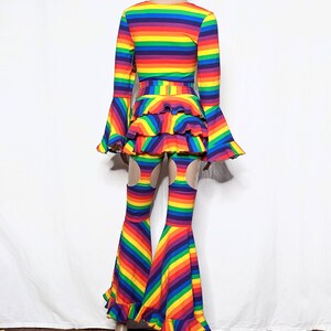 Disco Outfit 2 Piece Bell Bottom Garter Leggings Matching Flare Top ...