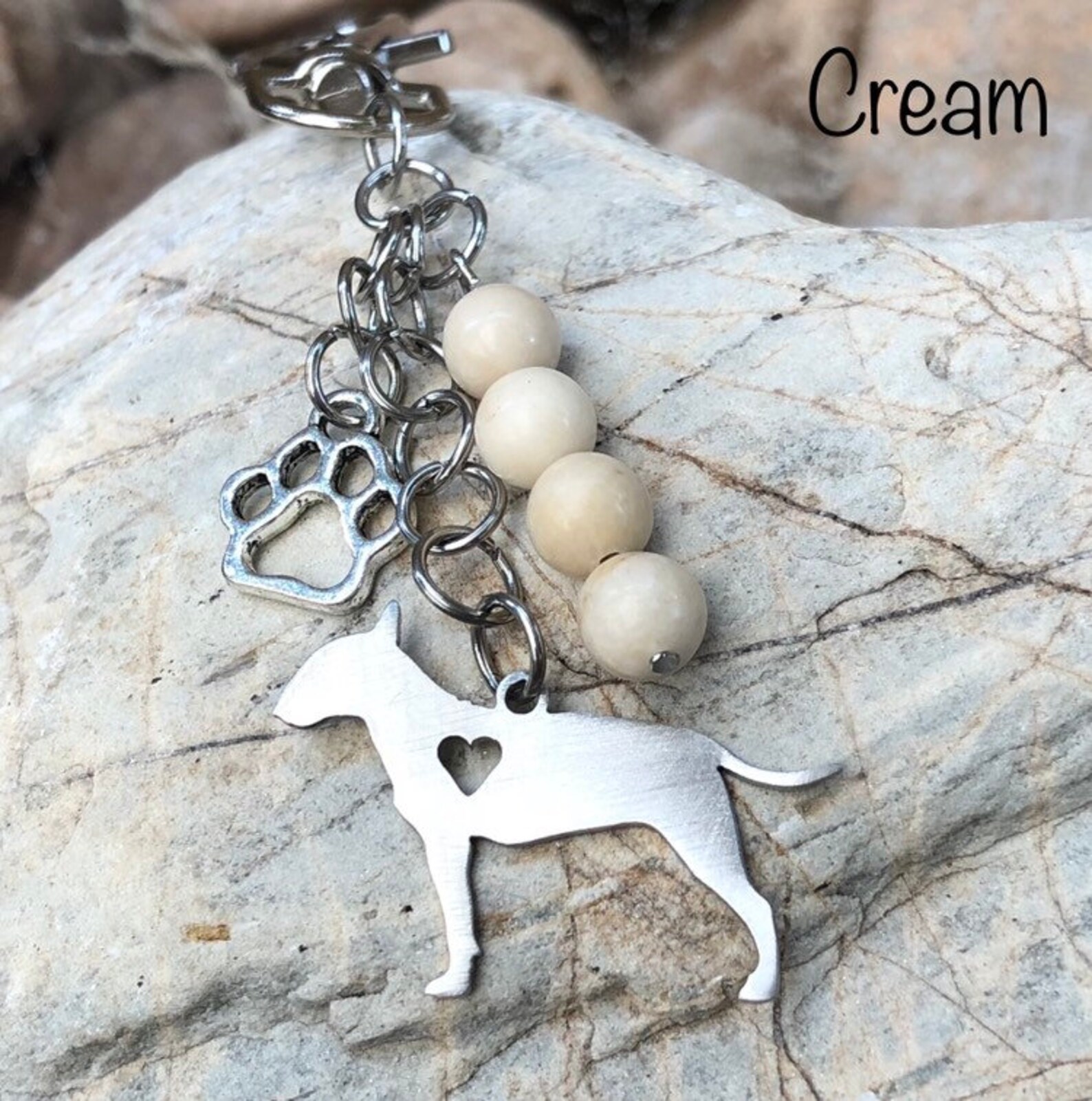 Bull Terrier Dog Keychain, Stainless Steel Dog Key Chain, Pet Bag Charm ...