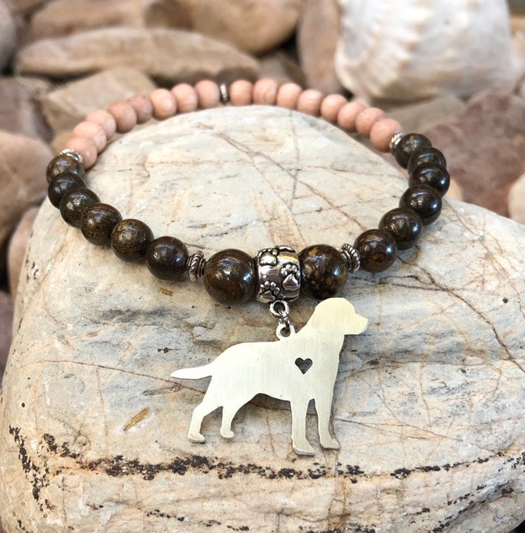 Labrador Dog Mala Gemstone Bracelet, Stainless Steel Labrador Jewelry ...