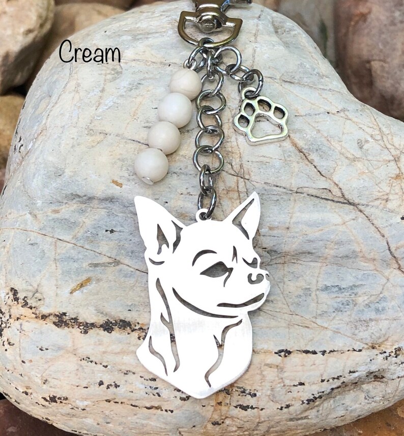 Chihuahua Dog Keychain, Stainless Steel Pet Key Chain, Bag Charm ...