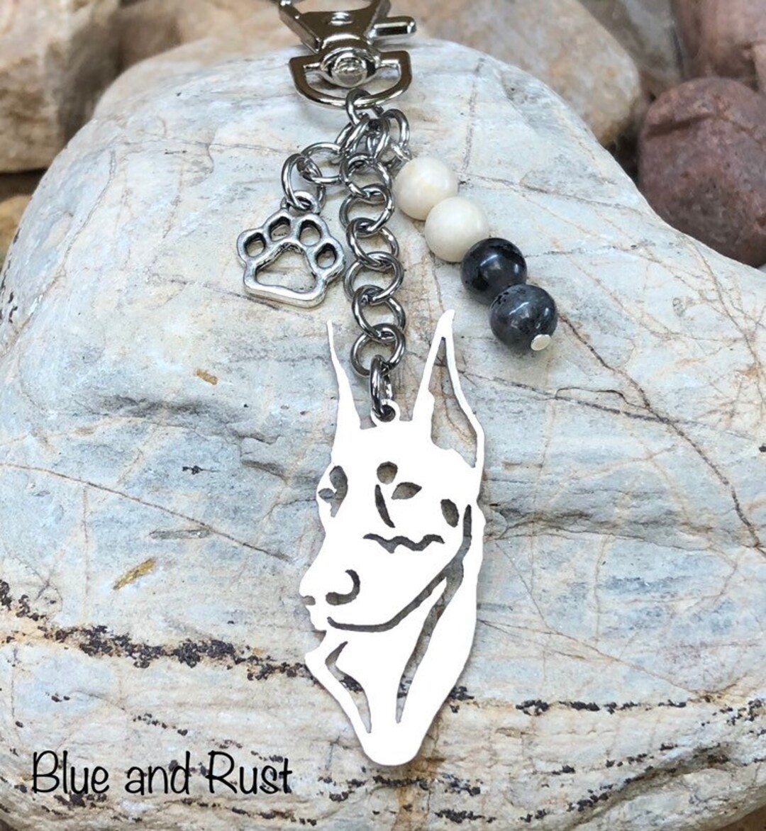 Dobermann Pinscher Dog Keychain, Dog Key Chain, Doberman Bag Charm, Pet ...