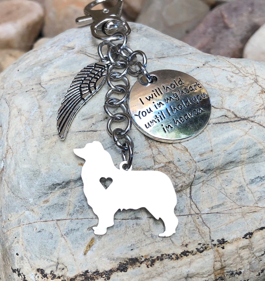 Australian Shepherd Dog Memorial Keychain, Stainless Steel Pet Keepsake ...