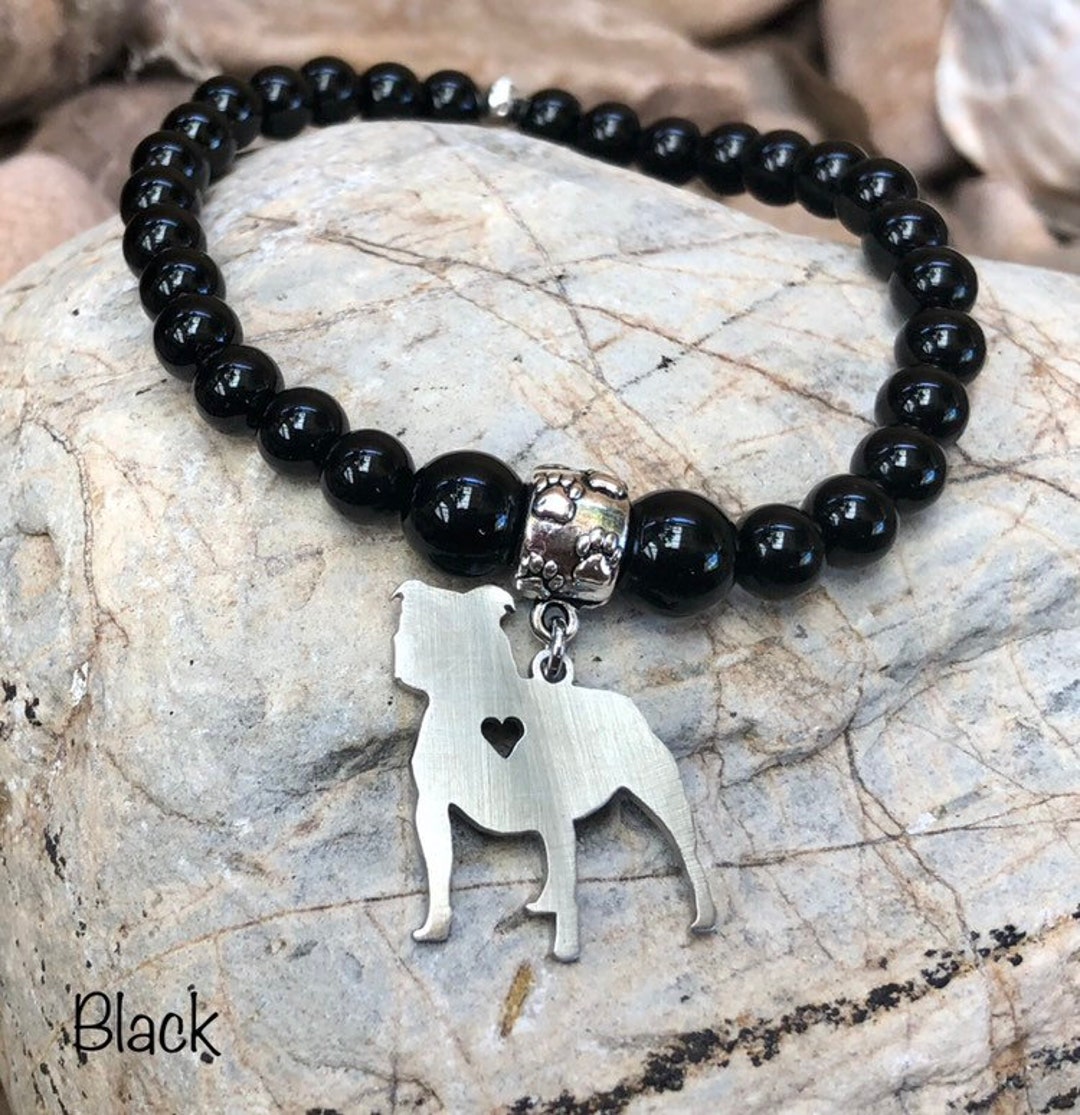 Staffordshire Terrier Dog Bracelet, Gemstone Bracelet, Staffy Jewellery ...