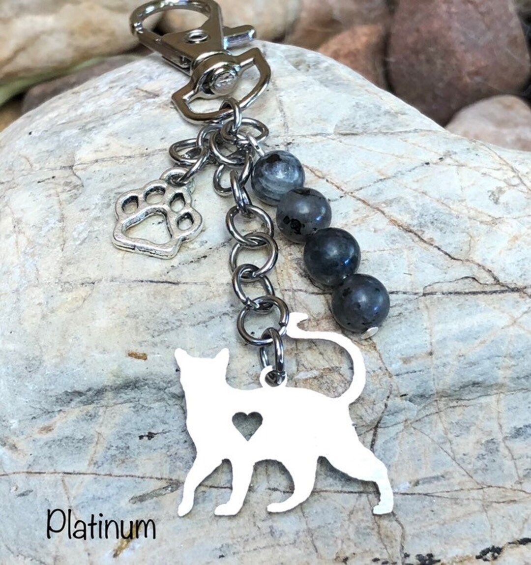 Burmese Cat Keychain - Cat Key Chain - Cat Bag Charm - Cat Gemstone ...