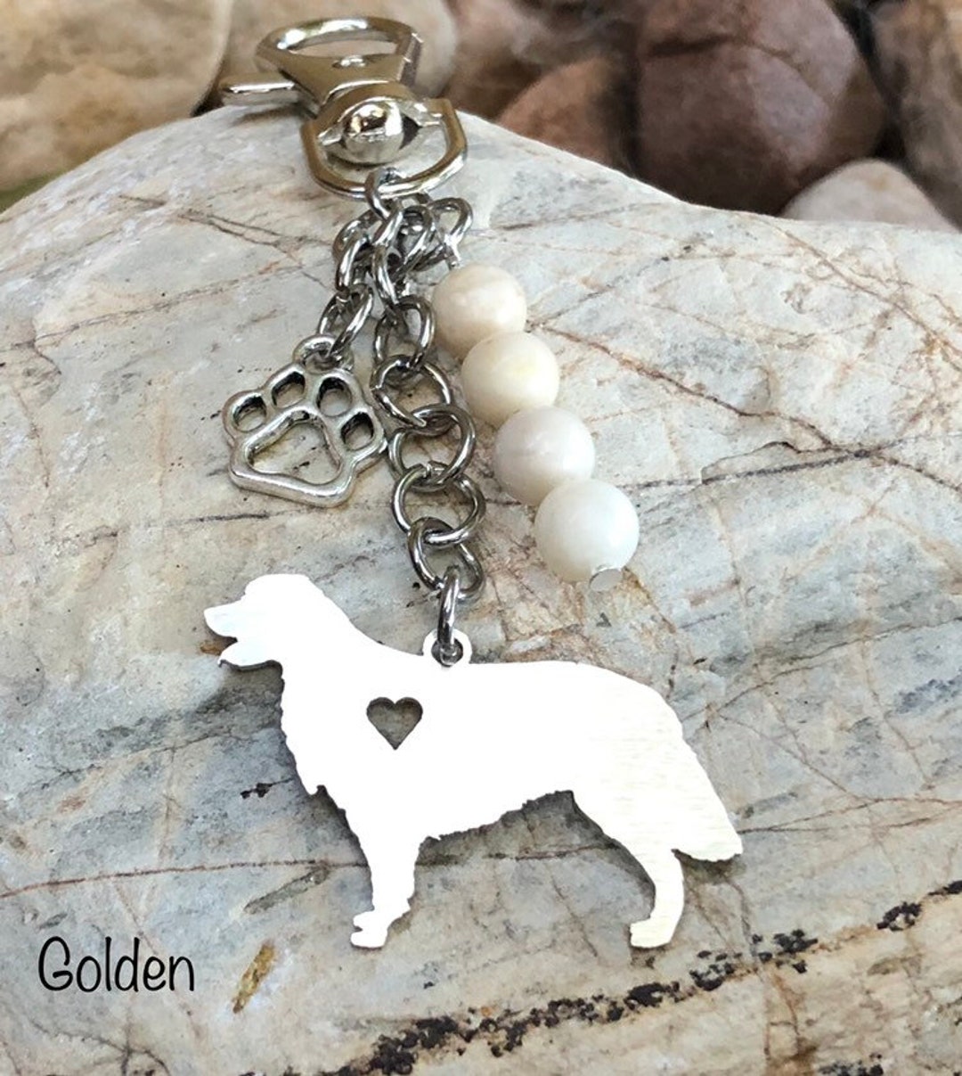 Golden Retriever Dog Keychain, Stainless Steel Dog Key Chain, Bag Charm ...