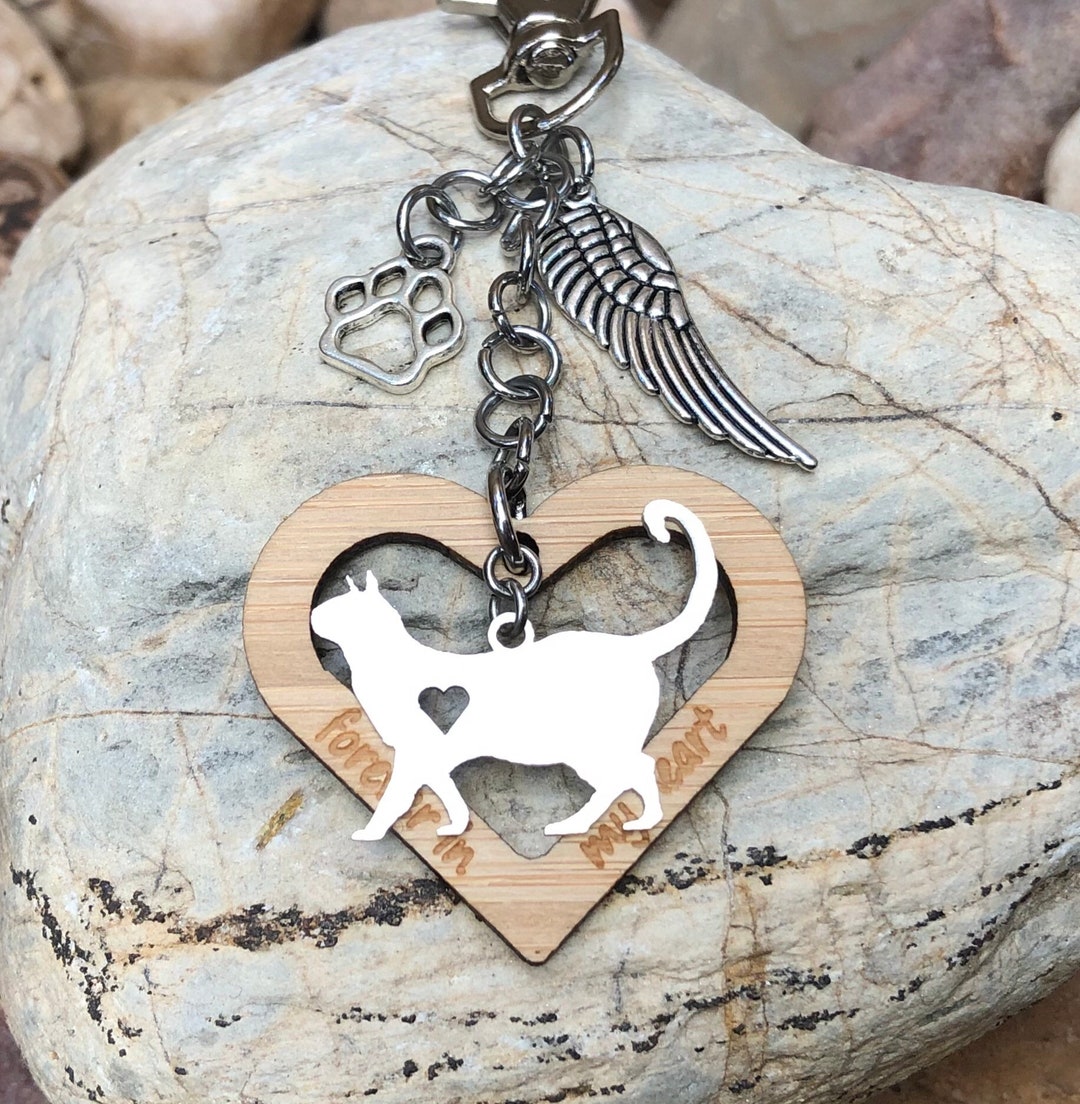 Siamese Cat Memorial Keychain, Stainless Steel Cat Key Chain, Pet Loss ...