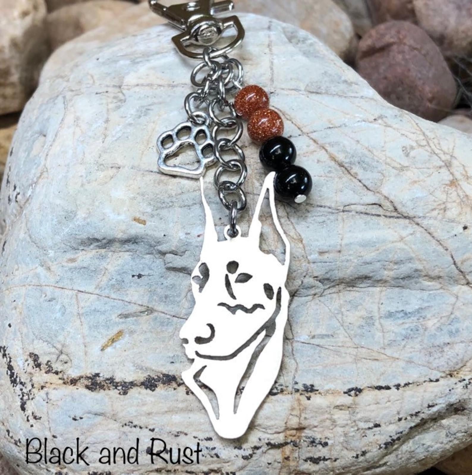 Dobermann Pinscher Dog Keychain Dog Key Chain Doberman Bag - Etsy
