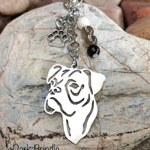 Boxer Dog Keychain, Dog Bag Charm, Dog Key Chain, Gemstone, Boxer Dog ...
