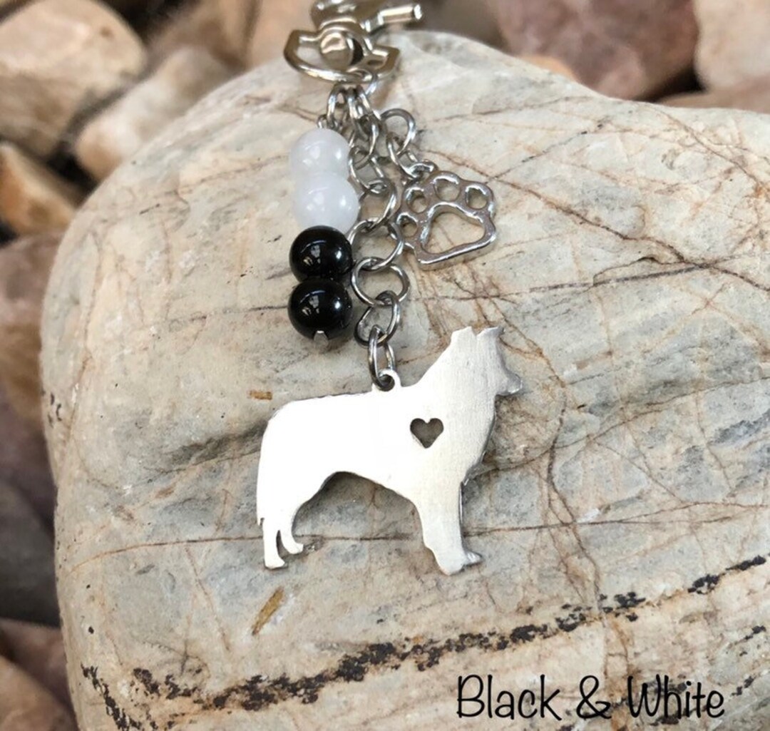 Border Collie Dog Keychain, Dog Key Chain, Pet Bag Charm, Border Collie ...