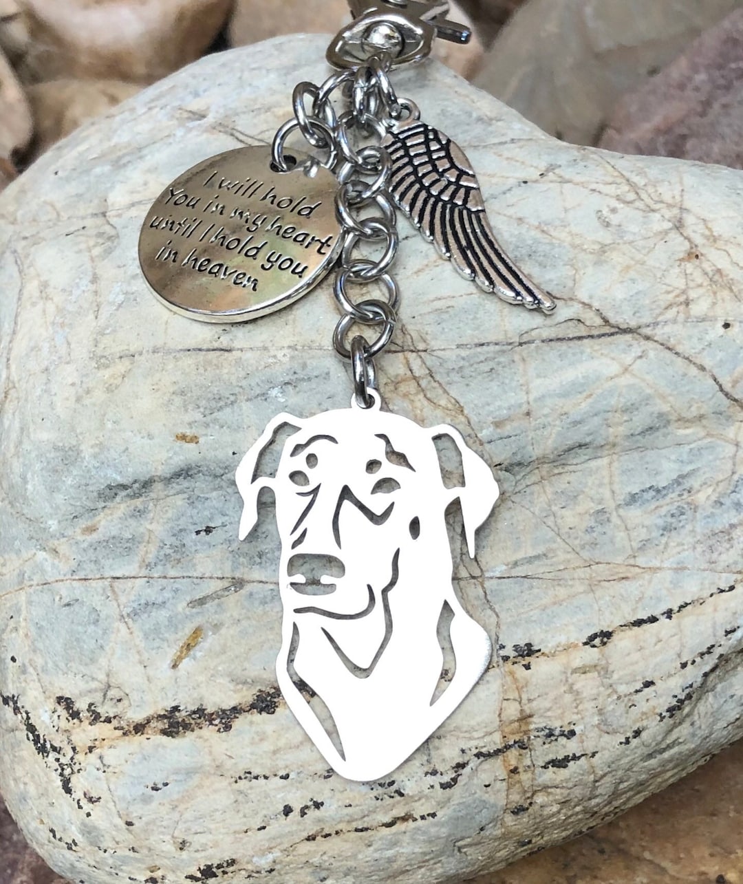 Doberman Dog Pet Memorial Keychain - Pet Keepsake - Pet Loss Key Chain ...