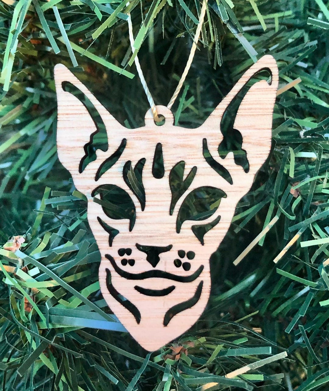 Devon Rex Cat Lasercut Christmas Ornament Decoration, Cat Face Tree ...