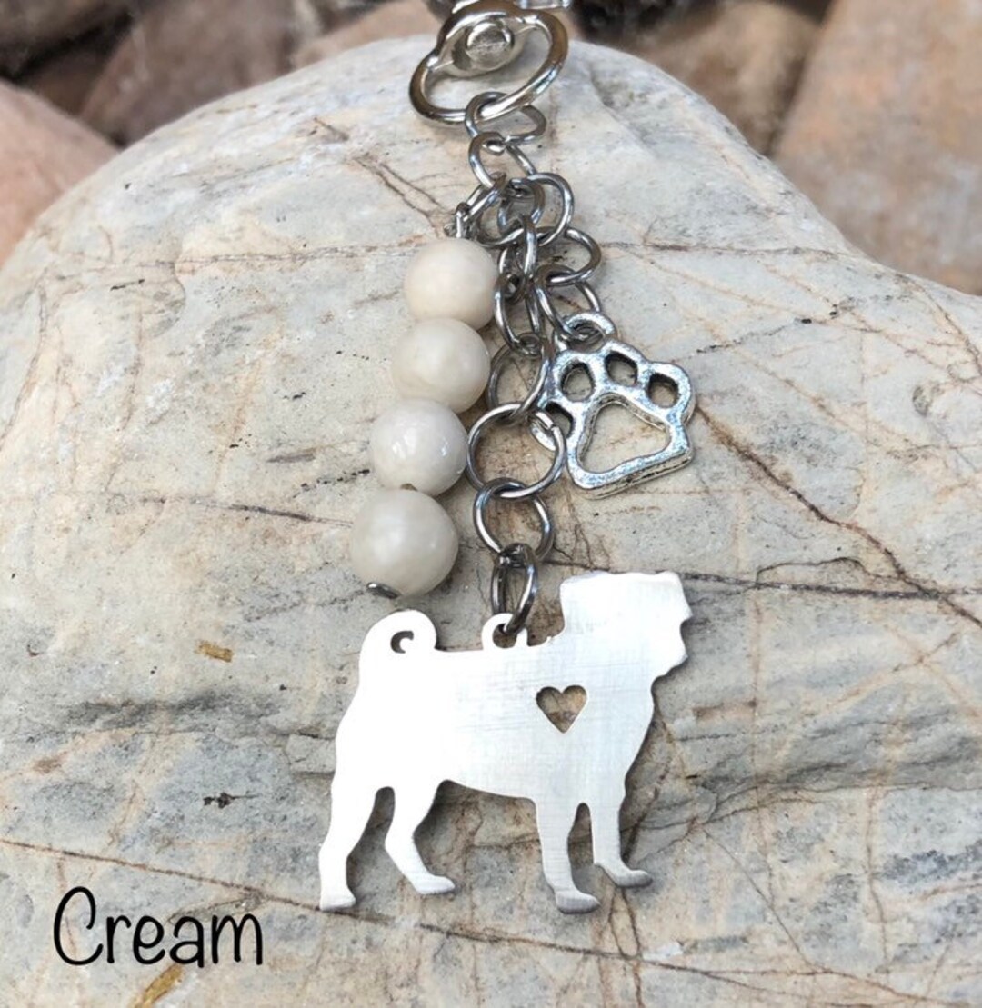 Pug Dog Keychain, Stainless Steel Dog Bag Charm, Dog Key Chain, Pug ...
