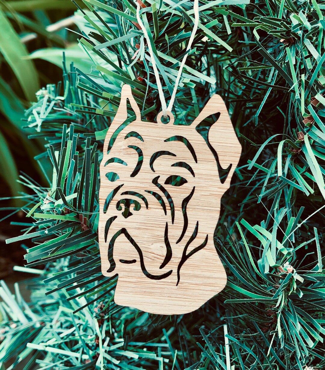 Cane Corso Dog Bamboo Wood Christmas Ornament, Cane Corso Dog Face Tree ...