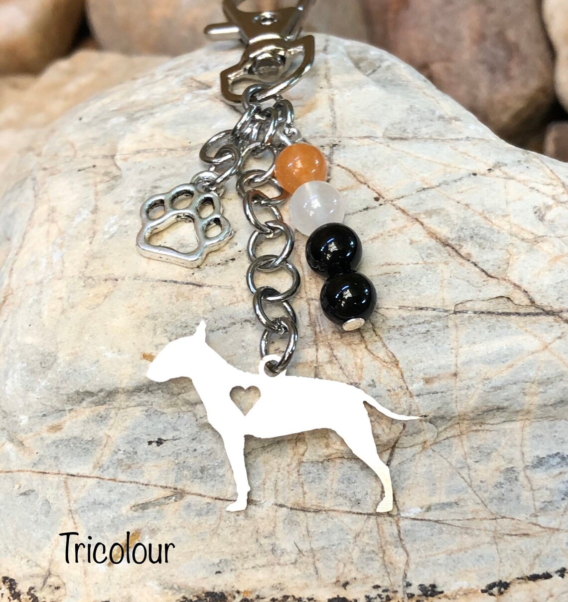 Bull Terrier dog keychain stainless steel dog key chain pet | Etsy