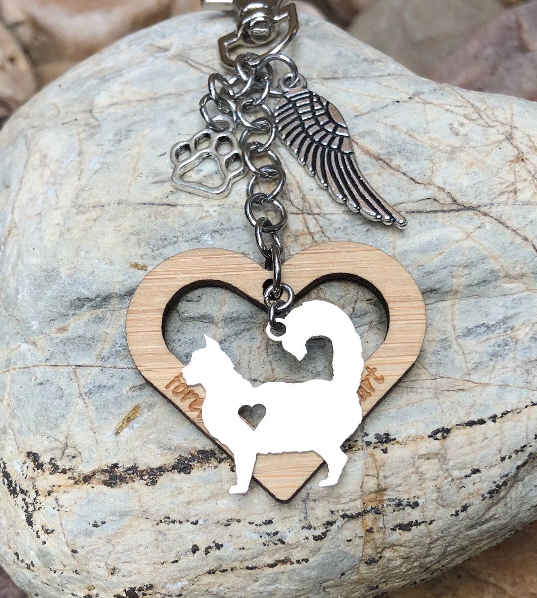 Maine Coon Cat Memorial Keychain, Stainless Steel Cat Key Chain, Pet ...