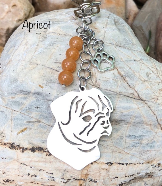 Pug dog keychain stainless steel dog bag charm dog key | Etsy