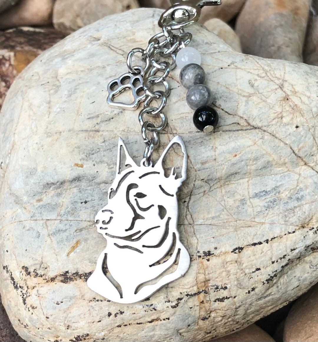 Heeler Cattle Dog Keychain, Red / Blue Dog Key Chain, Pet, Stainless ...