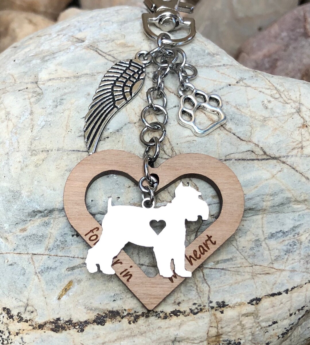 Schnauzer Pet Memorial Keepsake Key Chain - Dog Bag Charm - Pet Loss ...