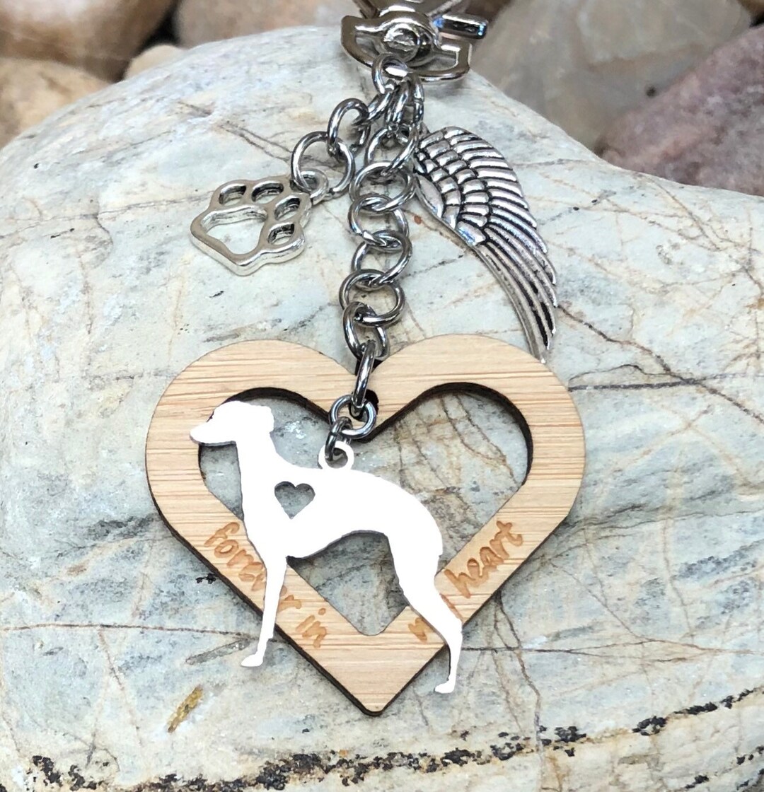 Whippet Dog Keychain Pet Memorial - Pet Keepsake - Pet Loss Key Chain ...