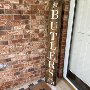 Personalized Porch Sign, Last Name Porch Sign, Est Porch Sign, Vertical ...