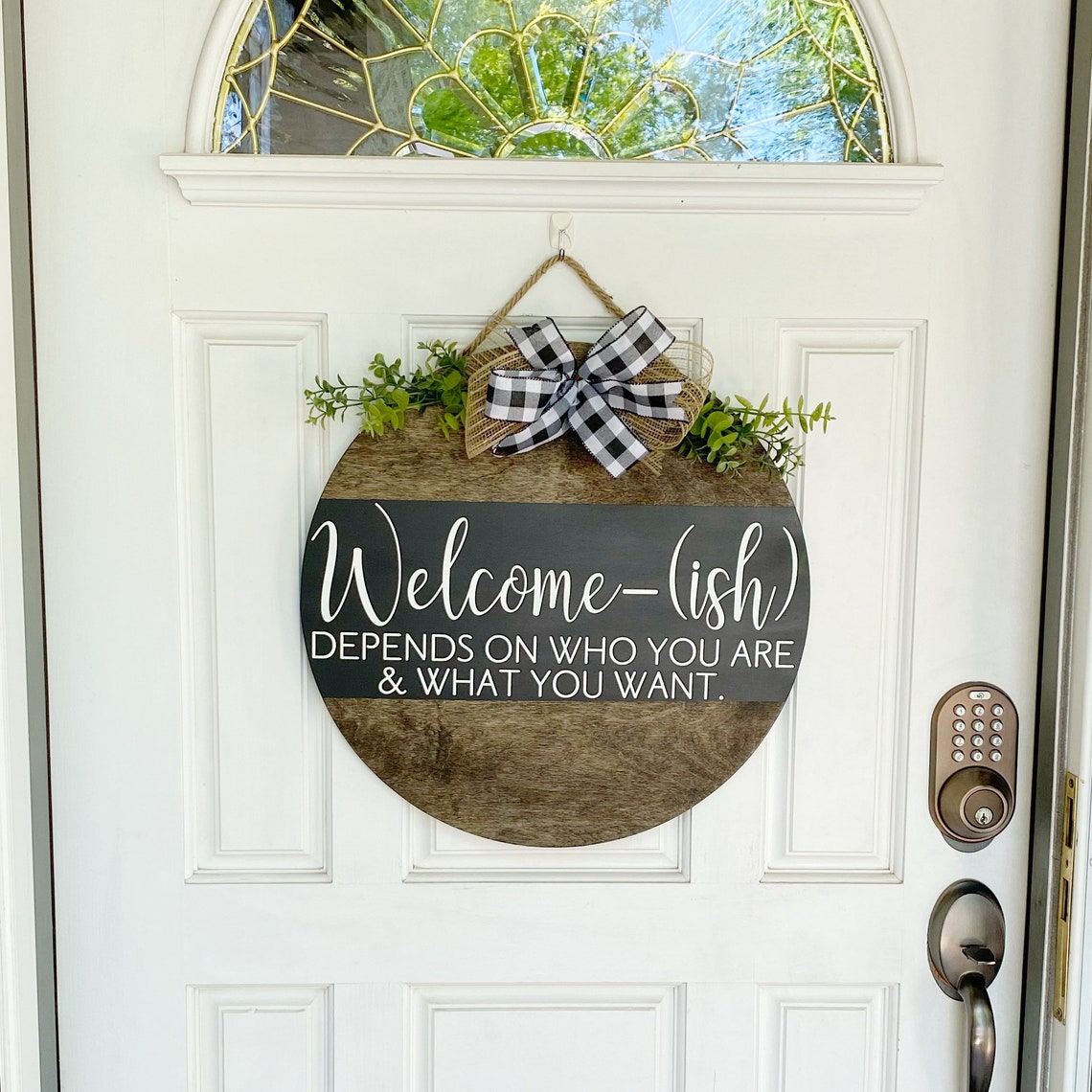 Welcome Ish Round Door Hanger Large 18 Round Door Sign - Etsy