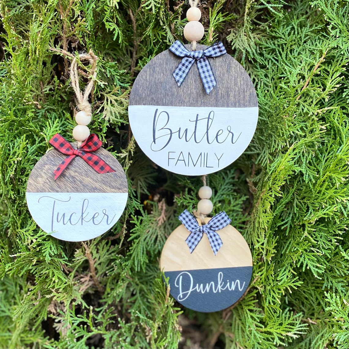Personalized Wood Ornaments Name Christmas Ornaments Modern | Etsy