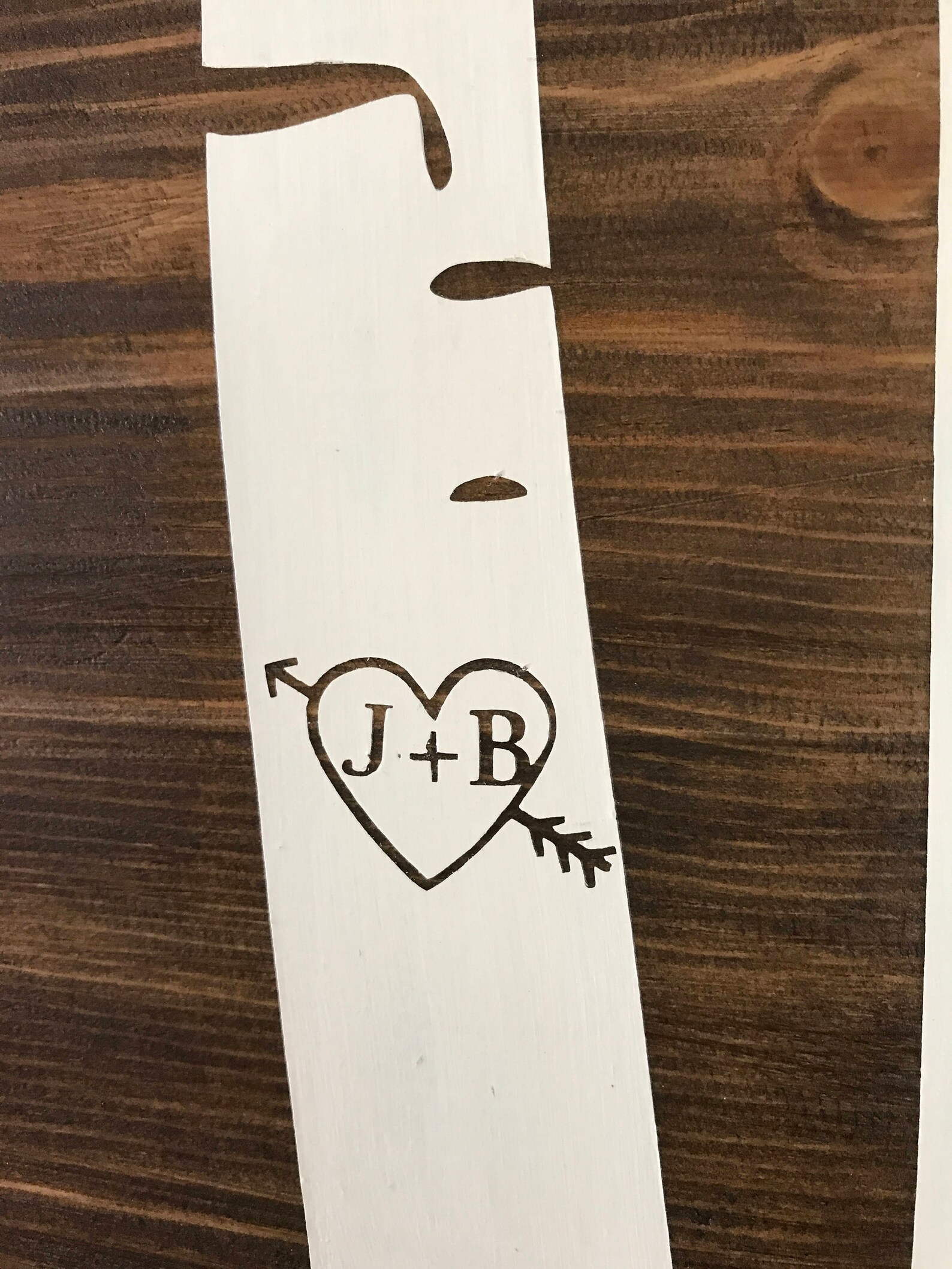 Wood Sign Initials in Heart on Tree Birch Tree Anniversary - Etsy