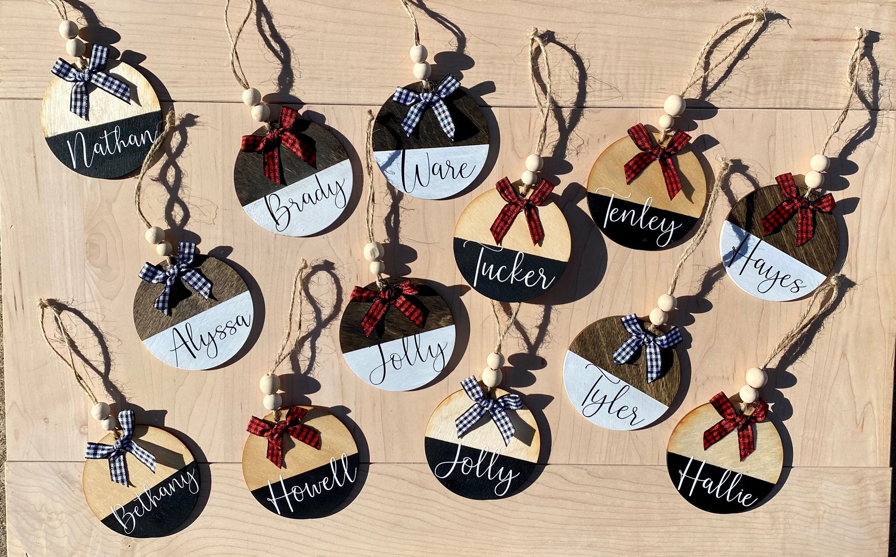 Personalized Wood Ornaments Name Christmas Ornaments Modern | Etsy
