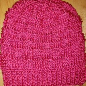 Soft Bright Pink Basket Weave Beanie - Etsy