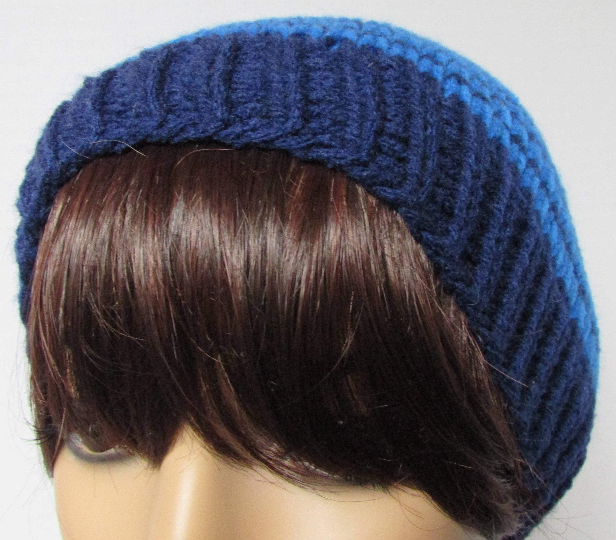 Navy Blue and Blue Stripped Slouchy Beanie - Etsy