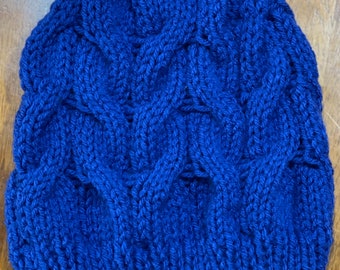 Royal Blue Cable Knit Beanie - Etsy